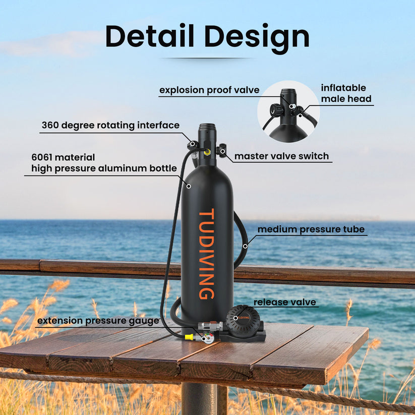 TUDIVING-2L Mini Scuba Diving Tank Support 30-45 Minutes Breath,Portab ...